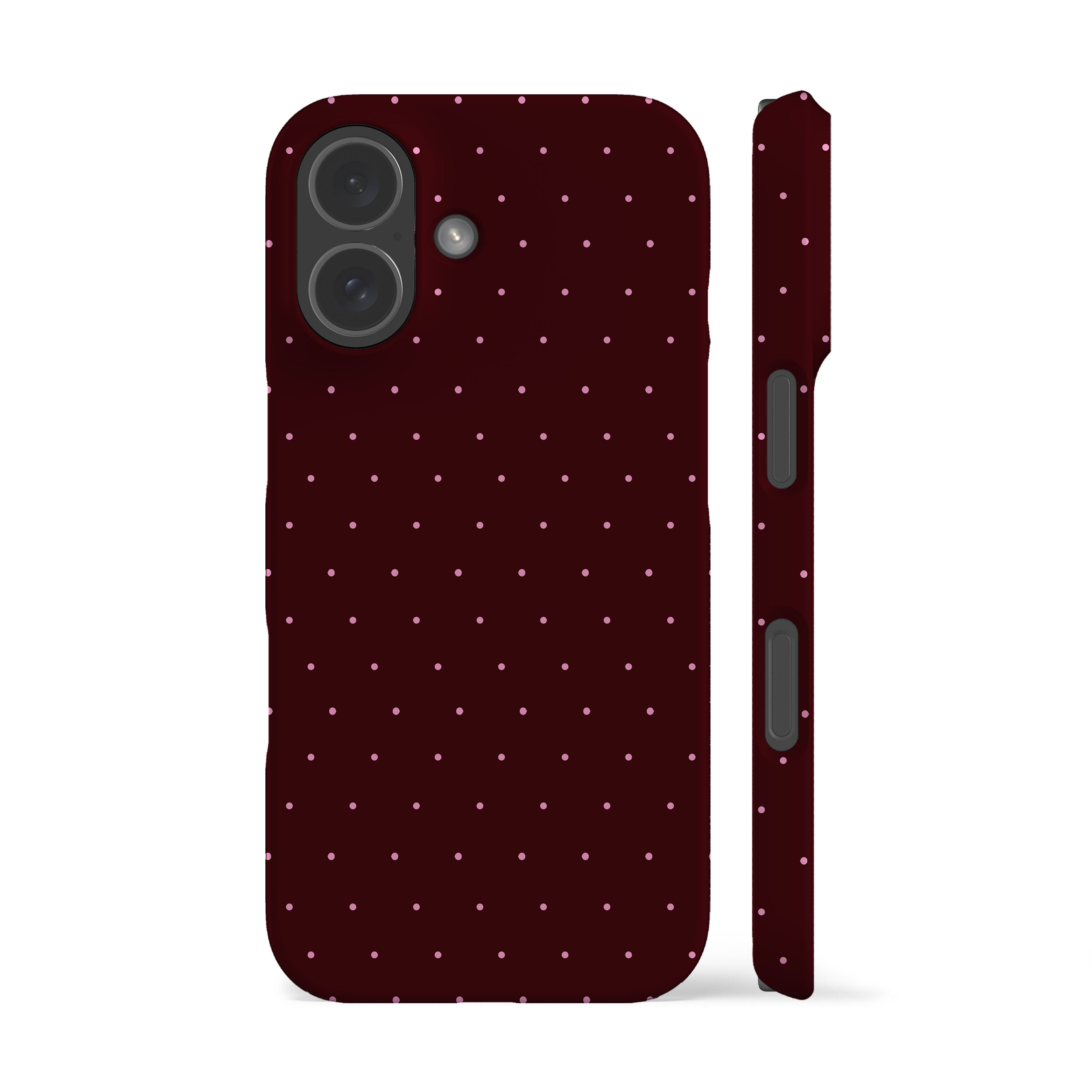 Pink Maroon Mini Polka Dots iPhone 17 Case by Acaso – Acaso London