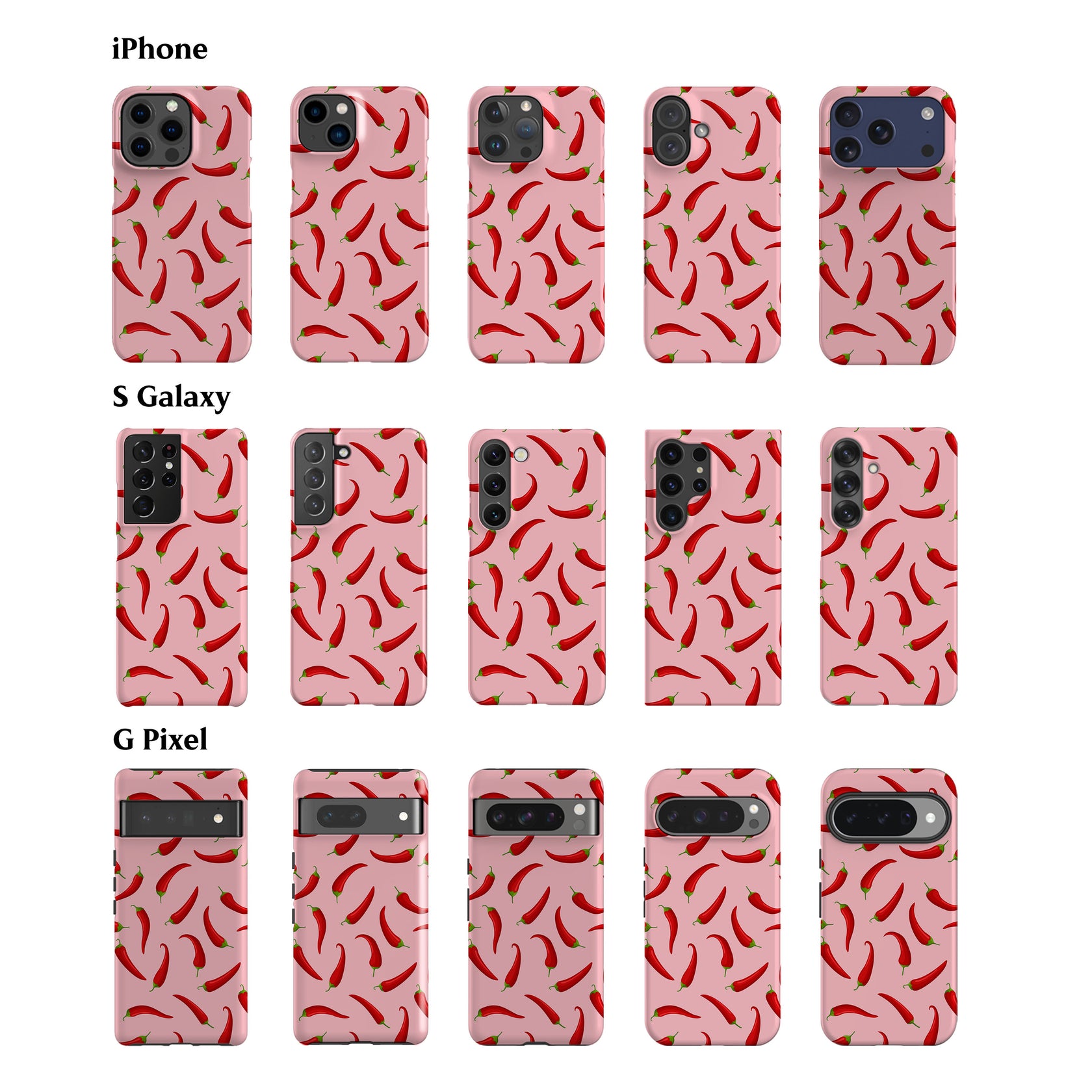 Pink Chilli Peppers Phone Case for iPhone 13 Pro & More – Acaso London