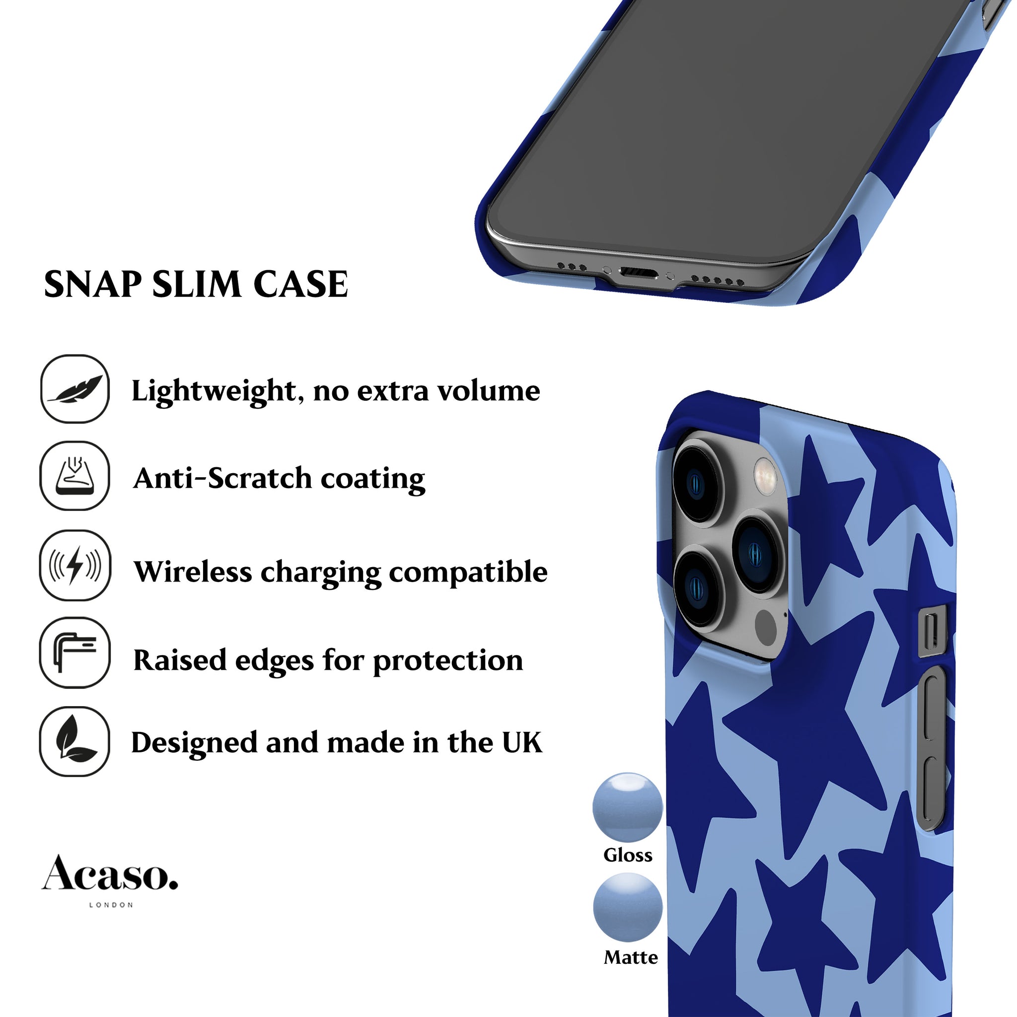 Blue Stars Phone Case for iPhone, Galaxy & Pixel – Acaso London