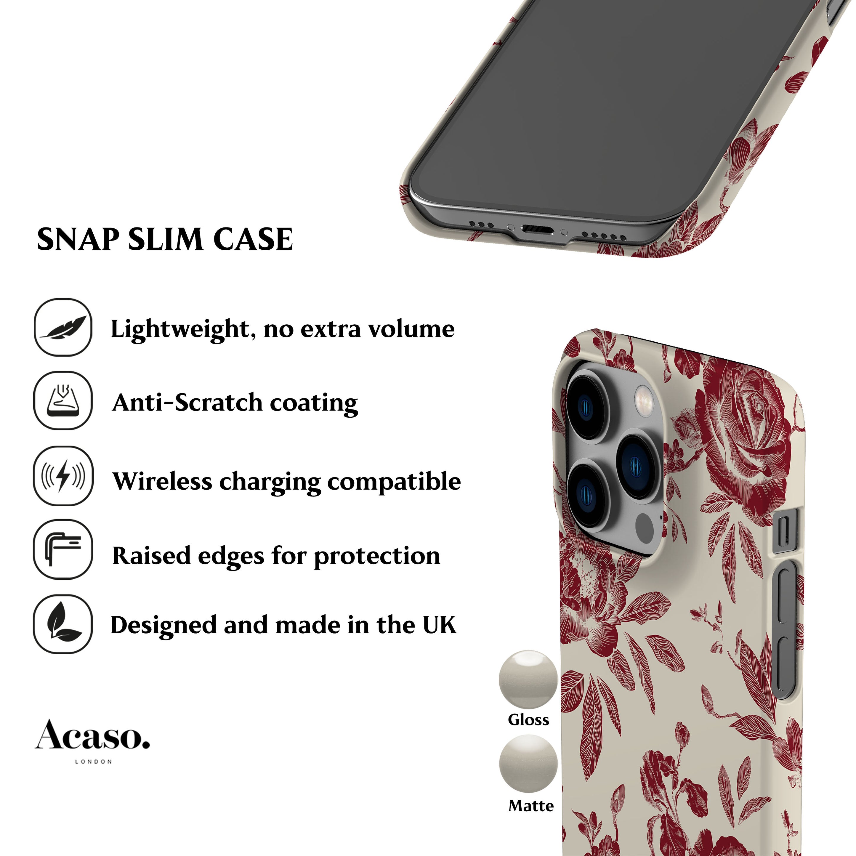 Jouy Maroon Flowers Phone Case for iPhone 15 Series – Acaso London