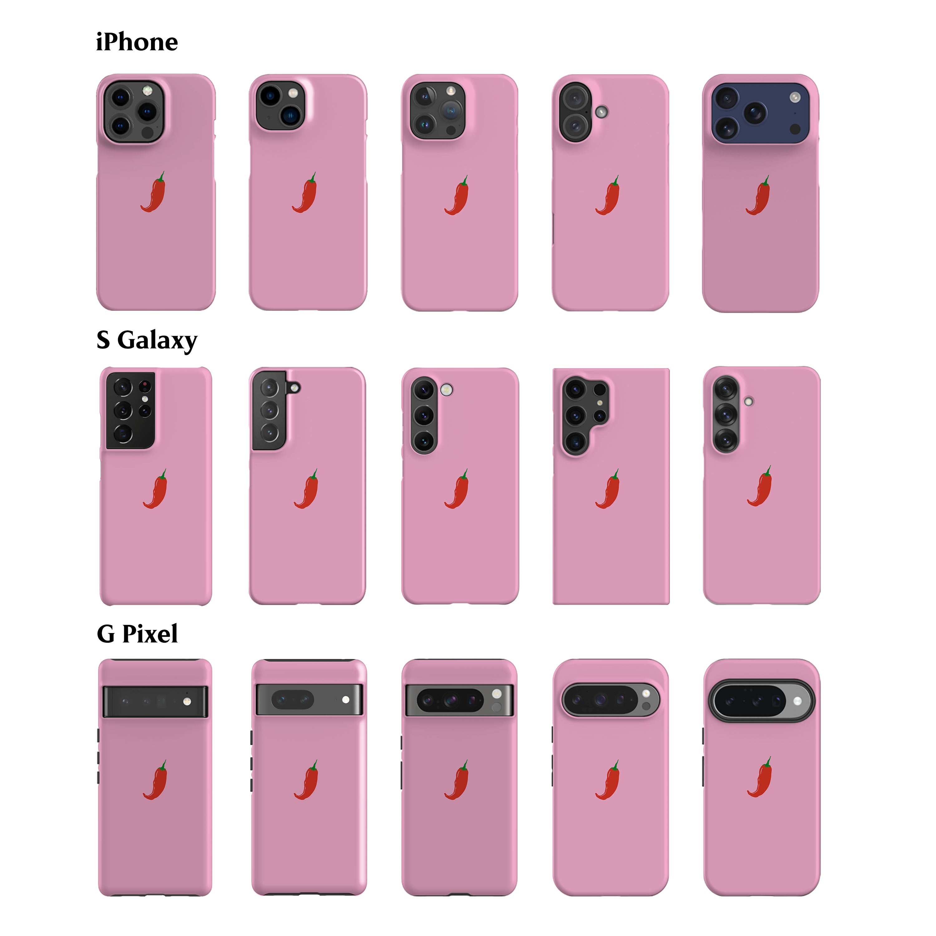 Pink Chilli Peppers Phone Case for iPhone 16, Galaxy S25 & Pixel 9 ...