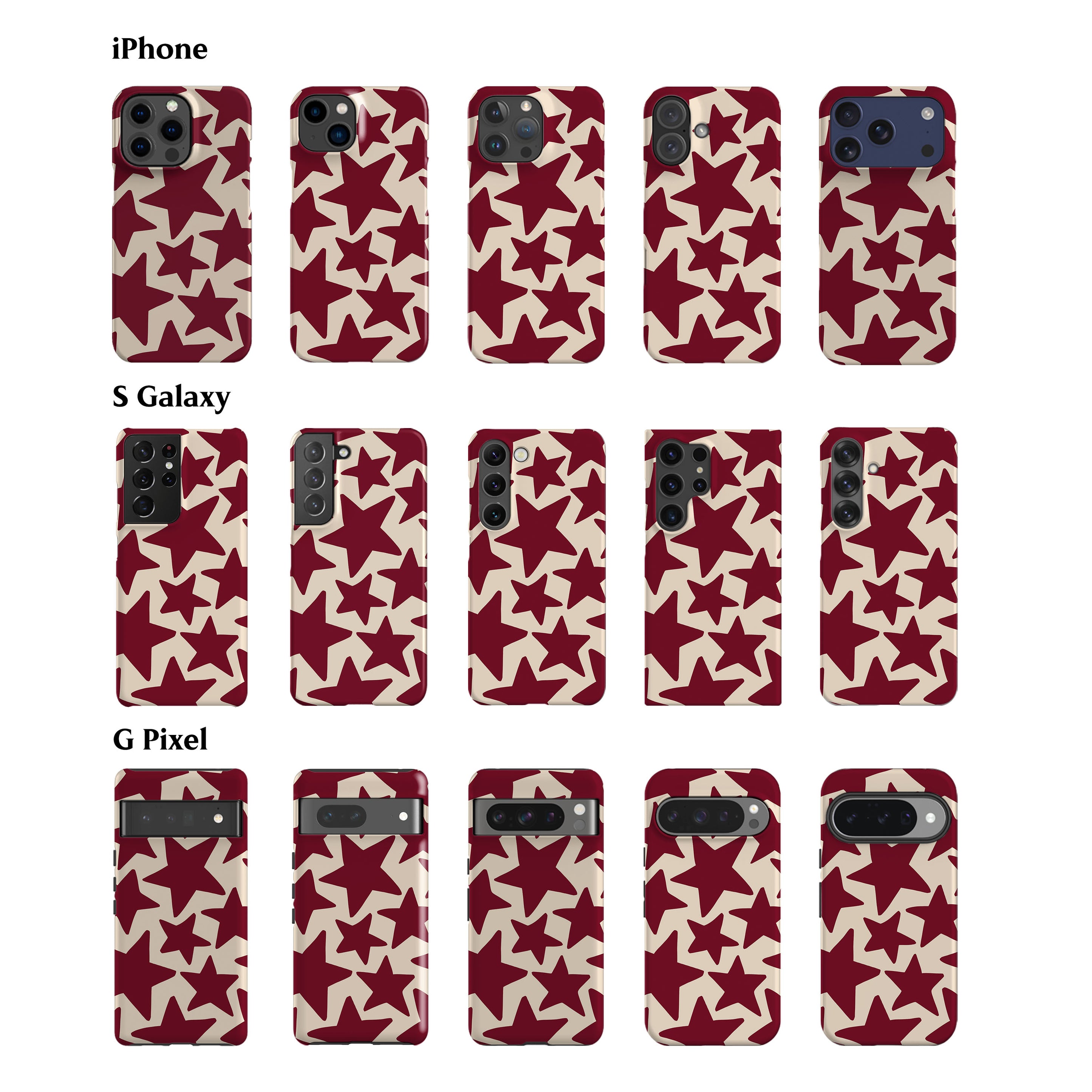 Burgundy Stars Phone Case by Acaso London
